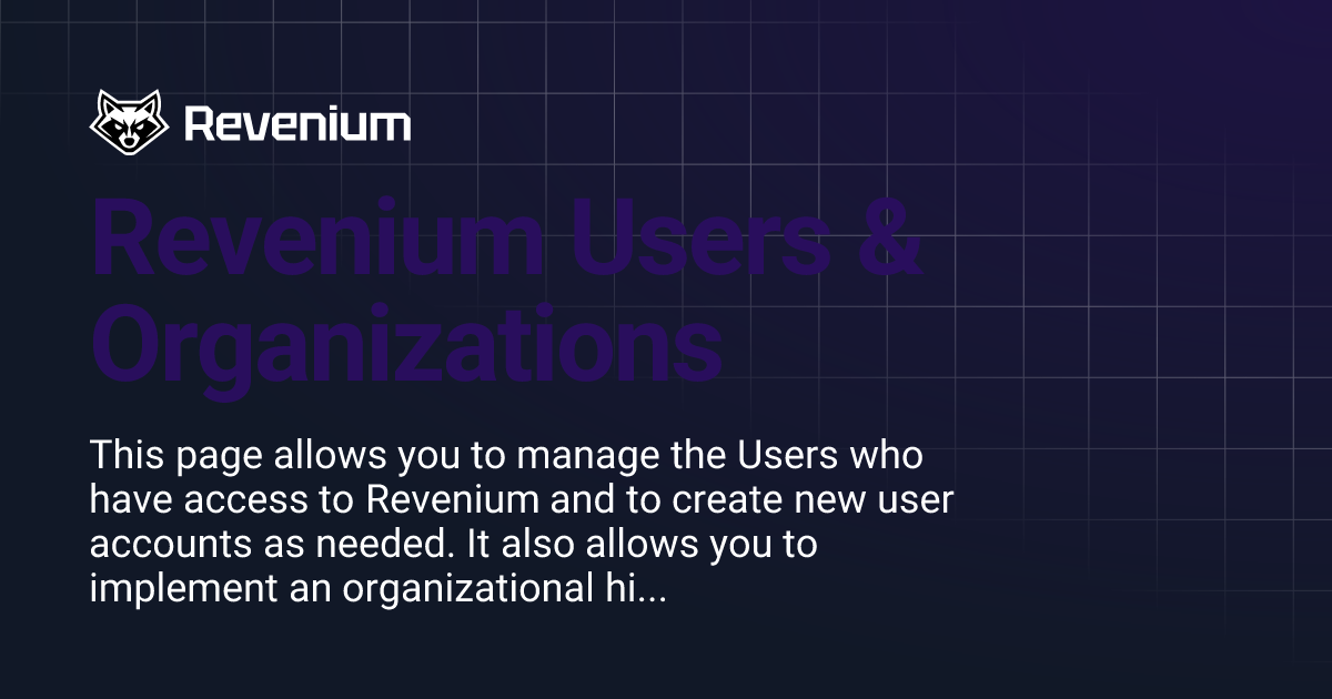 Revenium Users & Organizations | Revenium Developer Docs