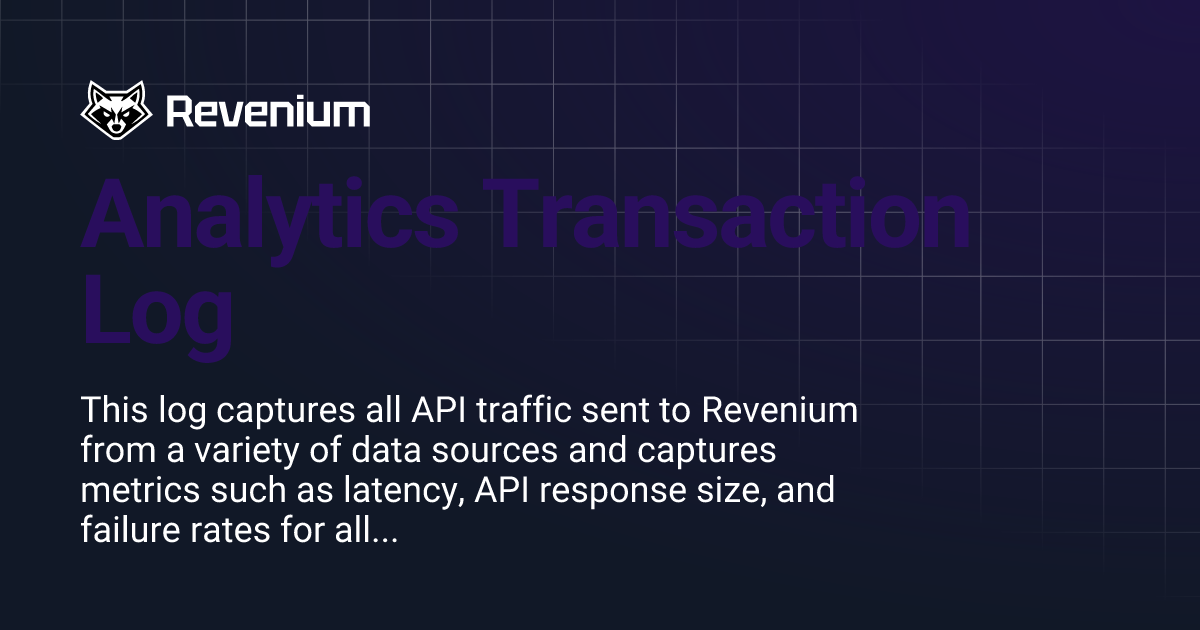 Analytics Transaction Log | Revenium Developer Docs