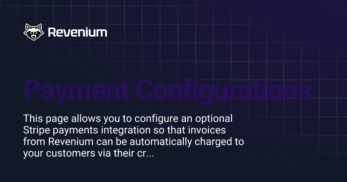 Payment Configurations | Revenium Developer Docs